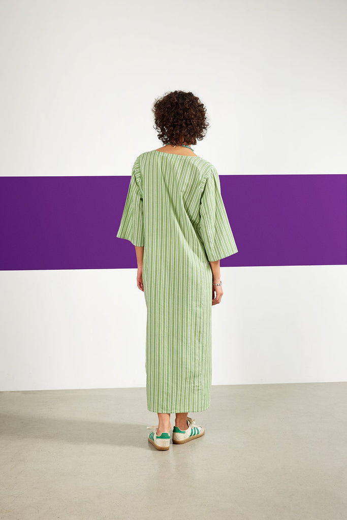 Maria de la Orden | Kalamata Dress Green Stripes